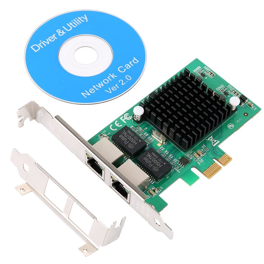Gigabit Ethernet Pci-E Network Controller Card 10/100/1000Mbps, Rj45 X2 Dual 2 Port Pcie Server ...