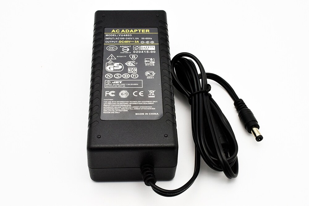 48V 3A Power Adapter For CCTV POE Switch NVR System 100-240V AC Input ...