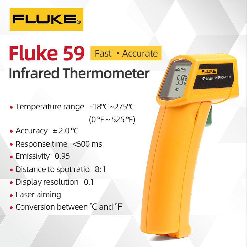 Fluke Non Contact Digital Thermometer 59 59E Home Industrial Infrared ...