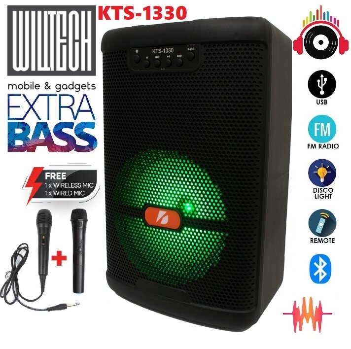 KTS-1330 Wireless Portable Bluetooth Speaker With Led Light Support Mic ...