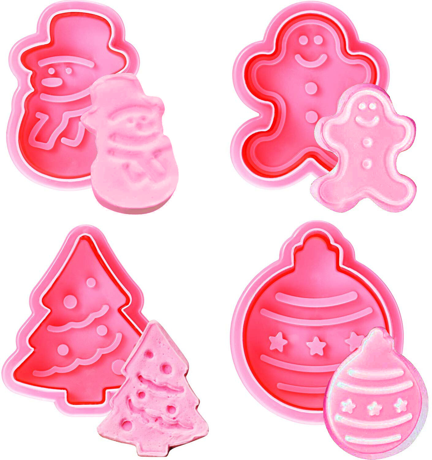 4 Pcs Christmas Cookie Cutters Set Christmas Tree Snowman Gingerbread ...