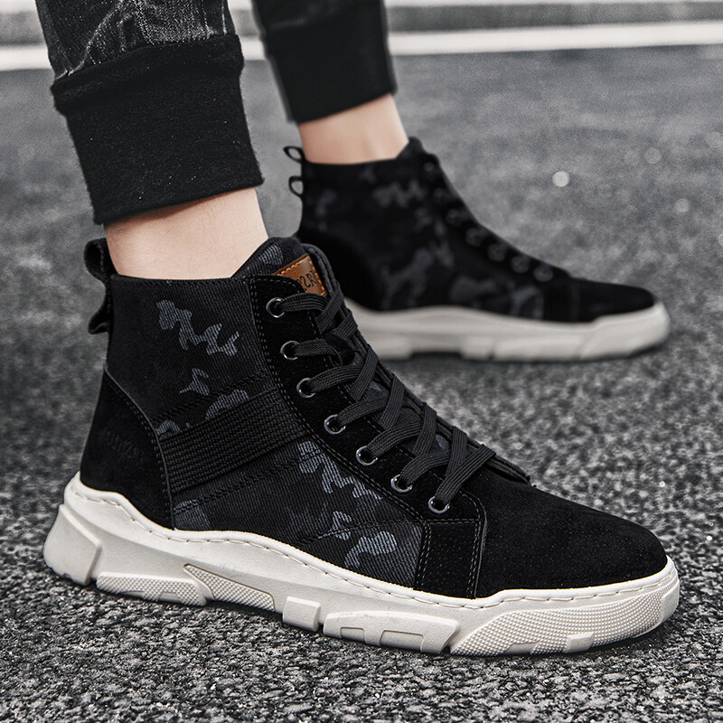 ยี่ห้อ Red Wing Kasut Kerja Lelaki สีดำแนวโน้ม Kasut Swat Vintage ผ้าใบ ...