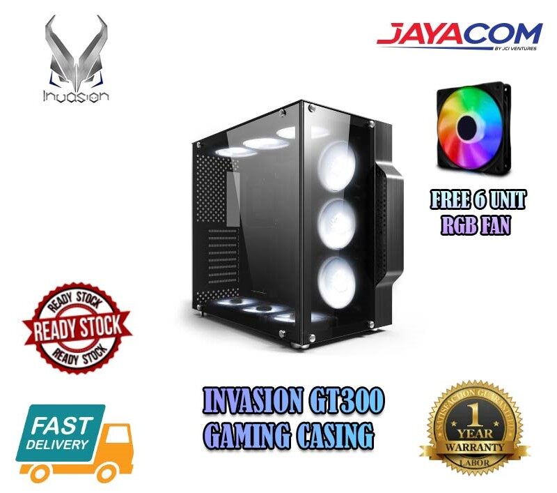 INVASION GAMING CASING GT300 (FREE 6 UNIT RGB FAN) | Lazada