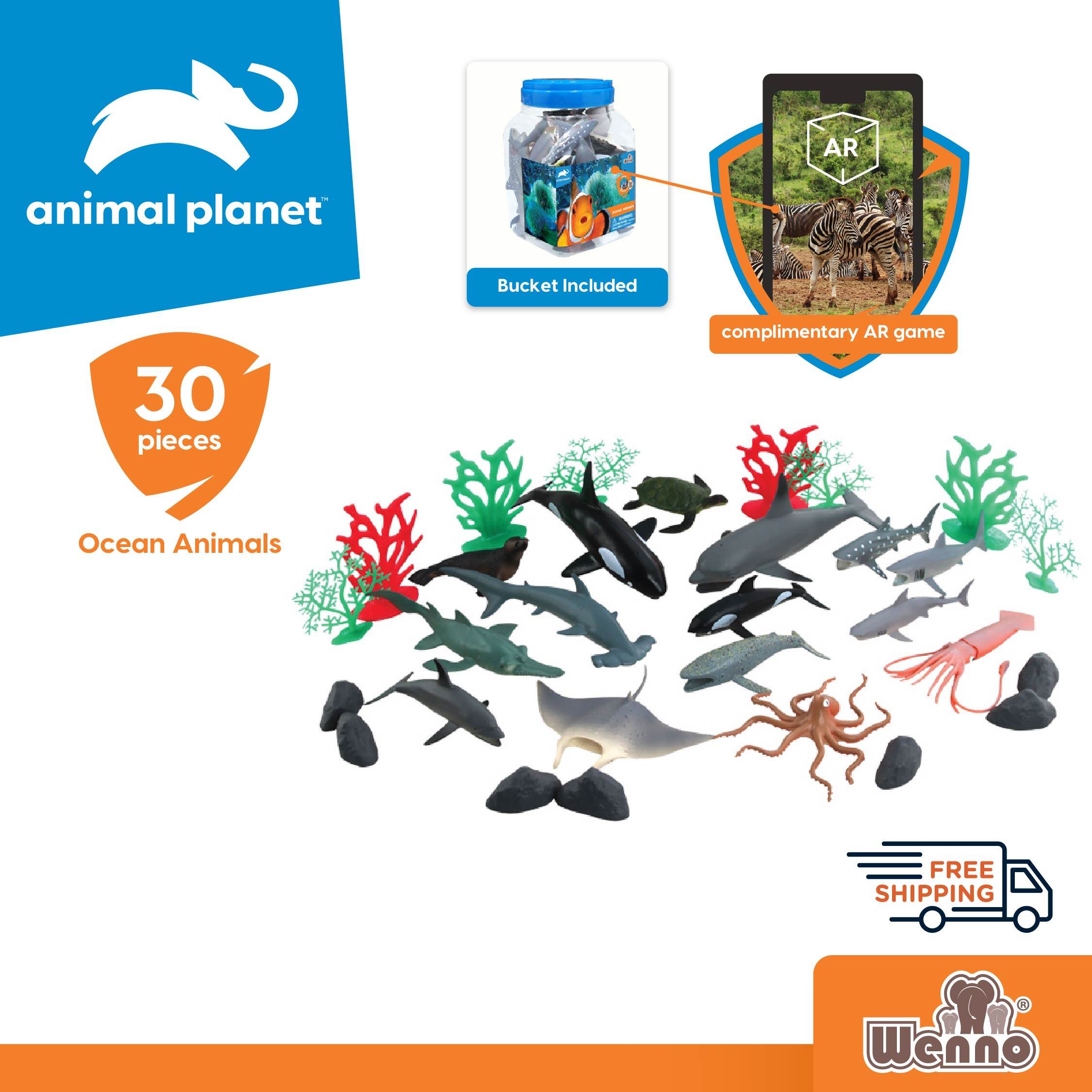 Wenno x Animal Planet 28-30pcs Animal Collection playset in bucket ...