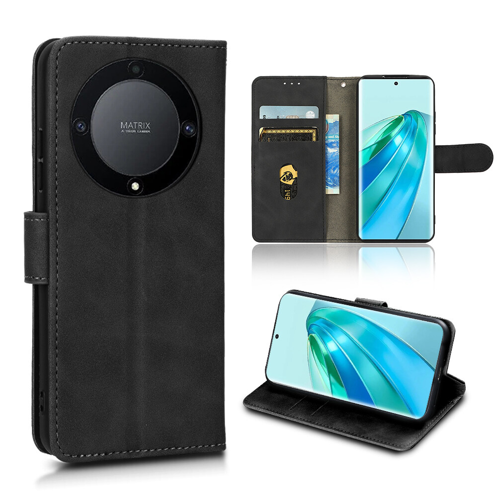 Skin Feel Leather Flip Wallet Cover For Honor X9a 5g Case Magnet Stand