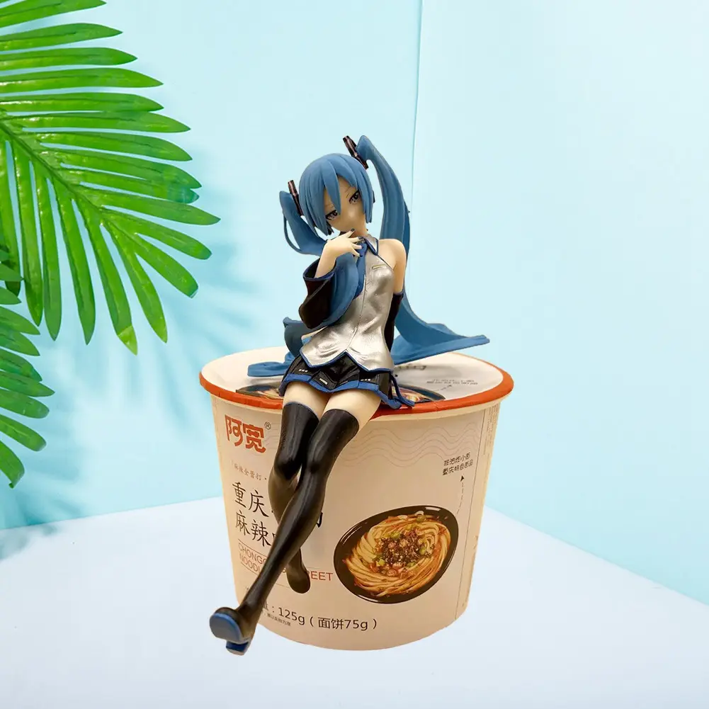 Hatsune Miku Noodle Cup Stopper Miku รูปปั้น PVC ตุ๊กตาขยับแขนขาได้ ...