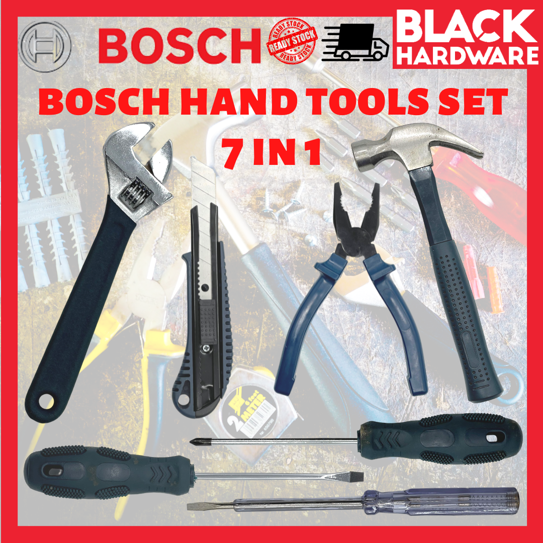 Black Hardware BOSCH Hand Tools Mixed Set Screwdriver Plier Hammer ...