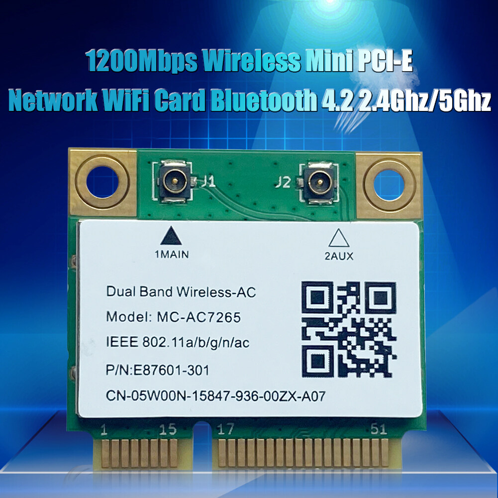 1200Mbps Wireless Mini PCI-E Network WiFi Card Bluetooth 4.2 2.4Ghz ...