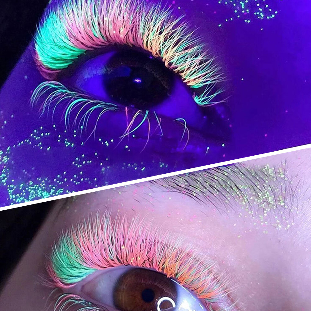 Hittime สี UV Neon Eyelash Glow In The Dark Lash Extenions Fluorescent ...