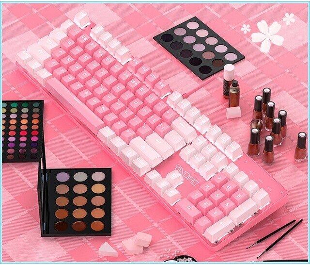 Pink Girls Gaming Sets Keyboard Mouse Headset Combos 104 Keycaps Green ...