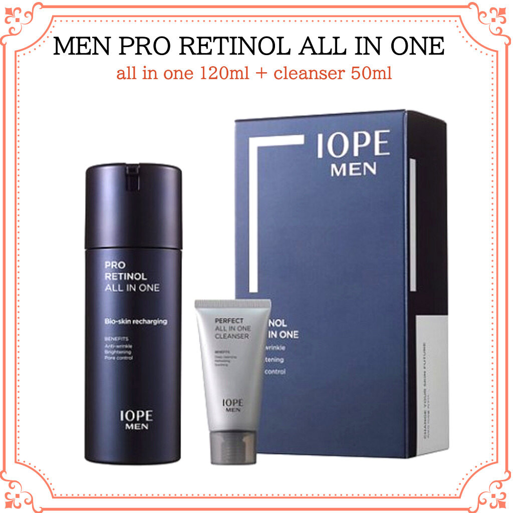 Iope Men Pro Retinol All In One 120Ml + Sữa Rửa Mặt 50Ml/Chức Năng Làm Trắng/Cải Thiện Nếp Nhăn ...