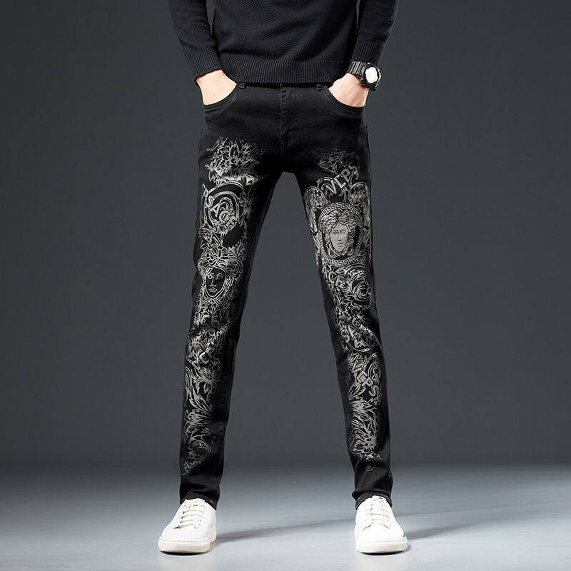 ยุโรปสถานี Versace ผู้ชาย Vasachi รอบคอเสื้อยืด Medusa Hot ปักเพชรการ ...