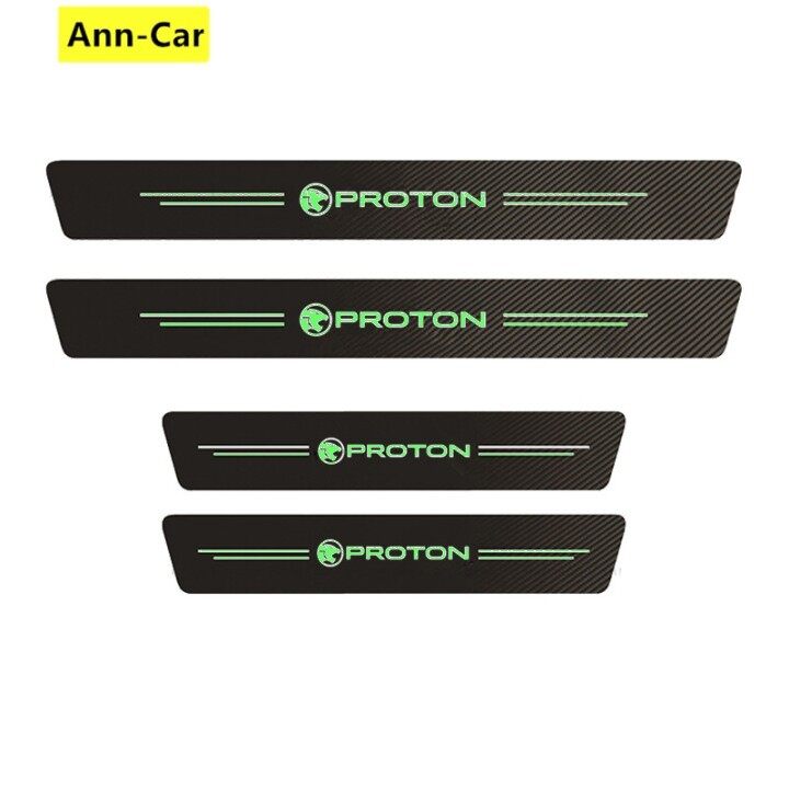 Ann-Car】4ชิ้น/เซ็ตรถส่องสว่างประตูด้านข้างขั้นตอนงัวแถบคาร์บอนไฟเบอร์ ...