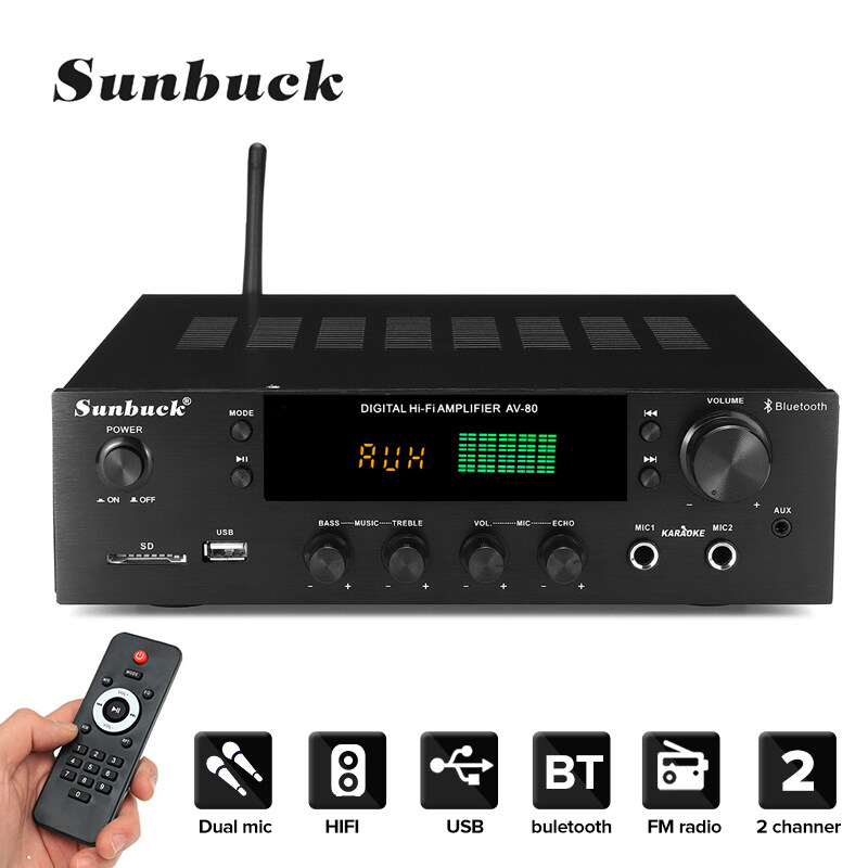 SUNBUCK 2000W 5.0 bluetooth 2 Channel Audio Power HiFi Amplifier 326BT 12V220V AV Amp Speaker ...