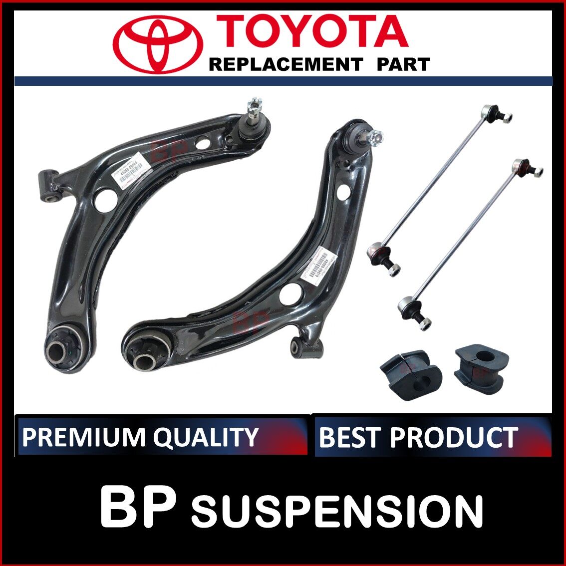 SATU SET DEPAN/FRONT LOWER ARM/FRONT STABILIZER BUSH/FRONT SUSPENSION LINK TOYOTA VIOS NCP93 ...