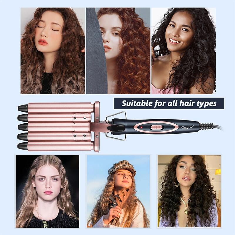 Ckeyin 5 Barrels Joint Big Hair Wave Waver Nano Titanium Ceramic Curler ...