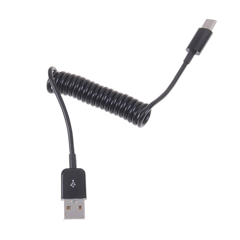 1Pc USB Type C cable spring spiral Type-C male to USB 2.0 male ...
