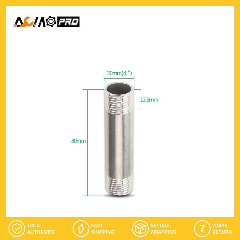 AumoPro 1PCS Stainless Steel Male X Male Threaded Pipe Fitting Water ...