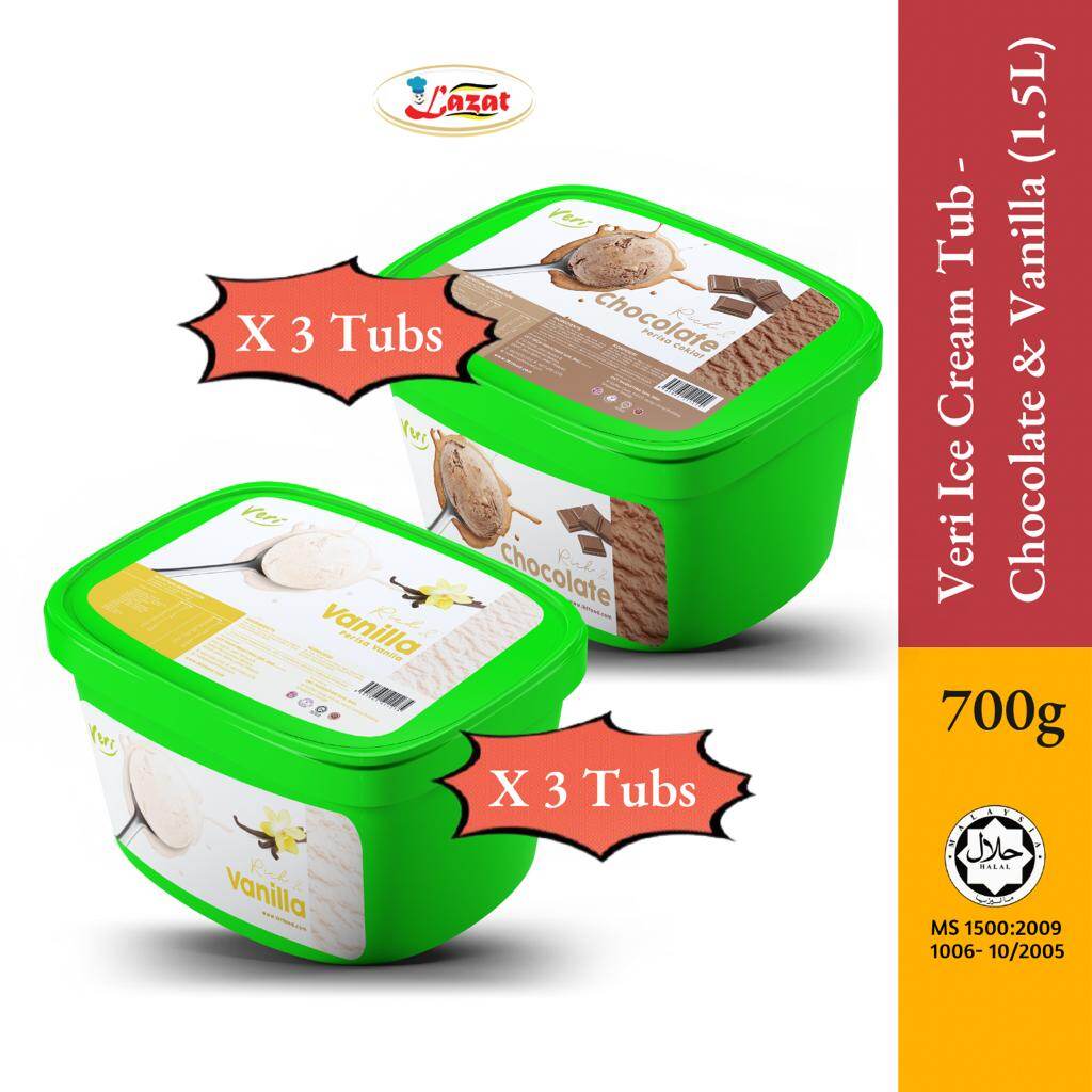 Veri Ice Cream Tub 1.5L - Chocolate + Vanila ( 6 Tubs X 1.5L) | Lazada