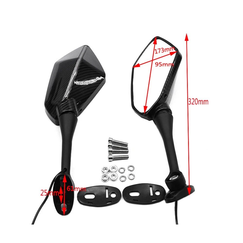 Universal Motorcycle Rearview Mirrors LED Turn Light Side Mirrors For ...