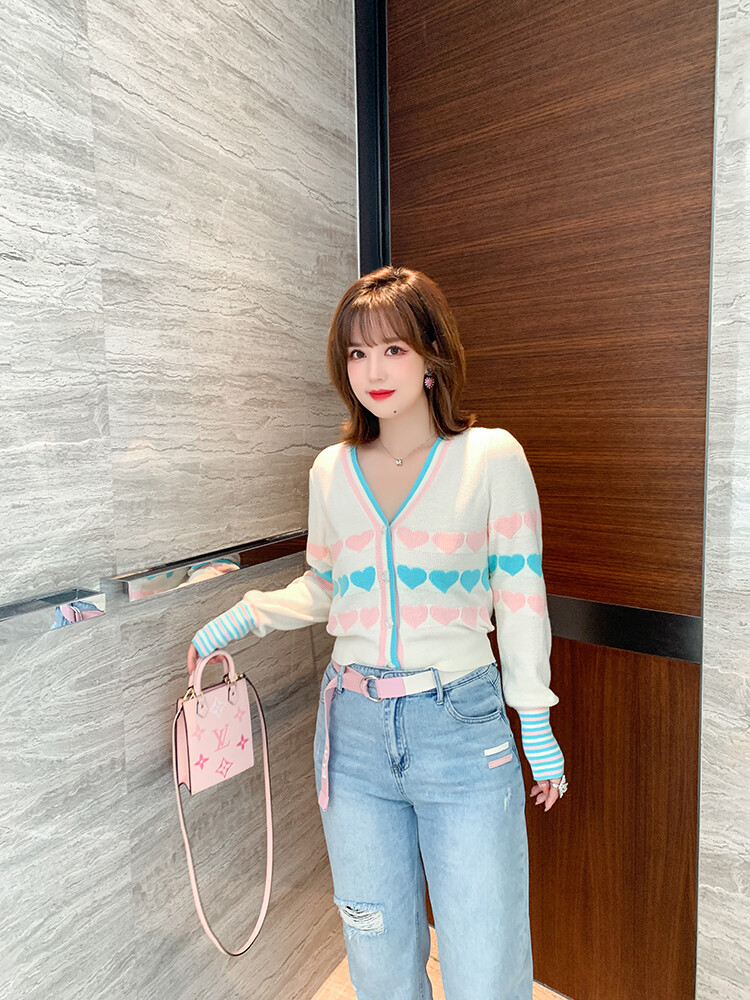 Ruo Bei Xuan เสื้อกันหนาวผู้หญิง | 2022ใหม่สไตล์เกาหลีหวานและหลวมคาร์ดิ ...
