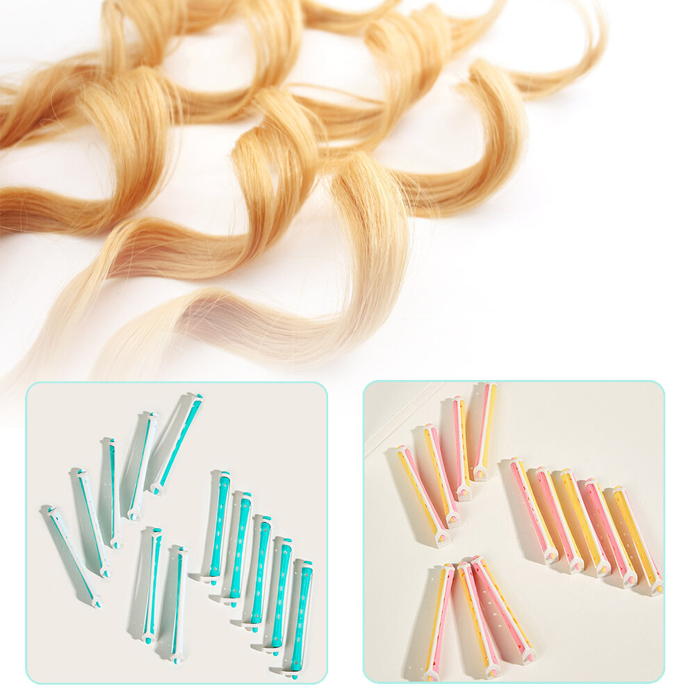 12 Pieces Perm Rods with Perm Rod Bands Cold Wave Rods Assorted Sizes ...