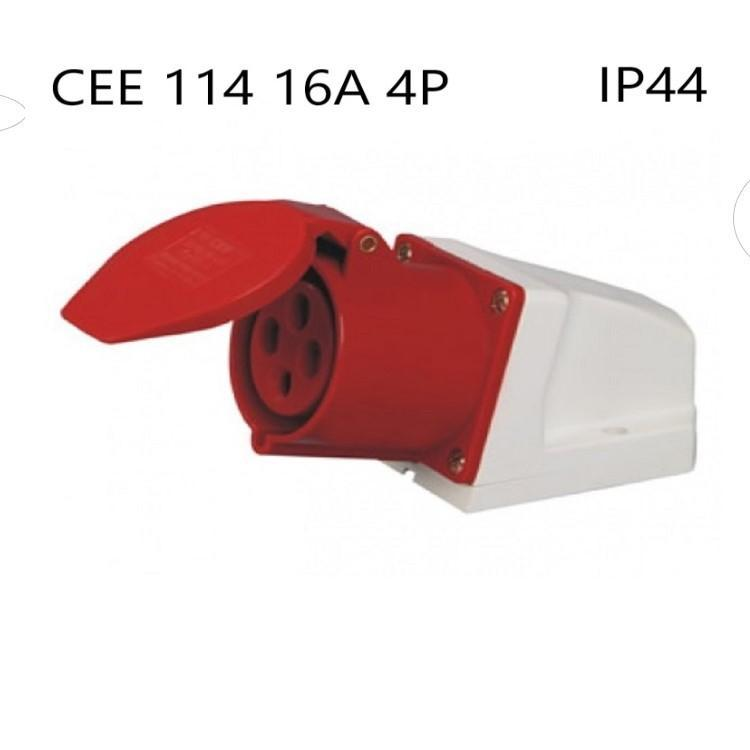 CEE 114 16A 4PIN INDUSTRIAL WALL SOCKET (RED) IP44 / 16 AMPERE 4 PIN ...