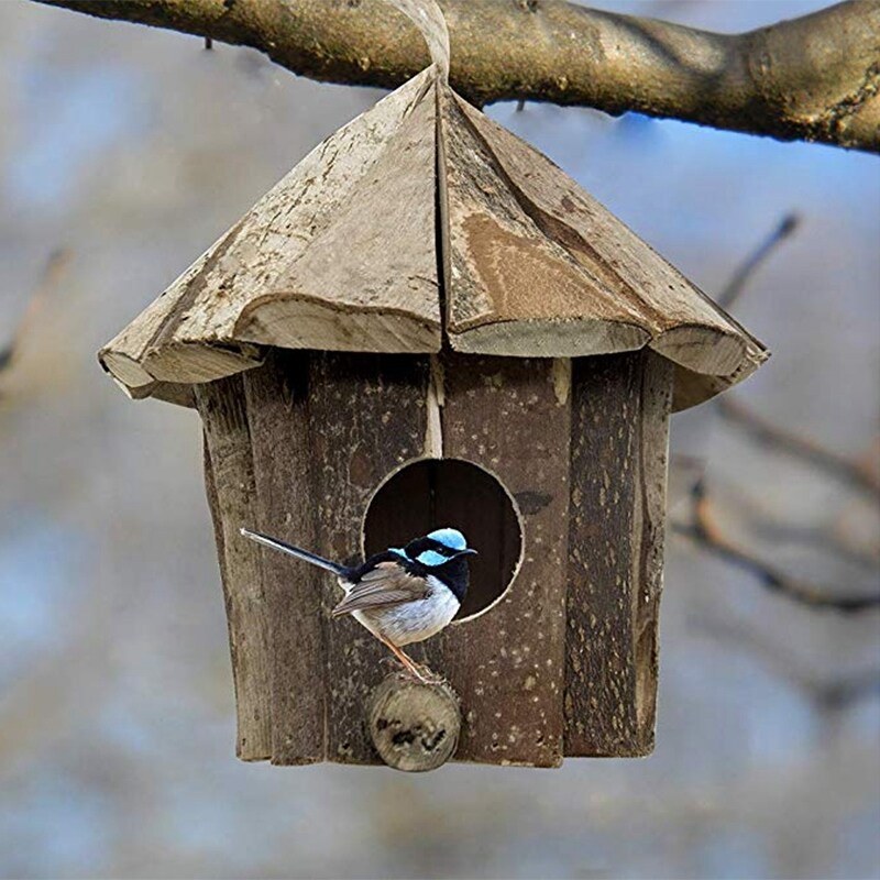 Wooden Bird House Nest Handmade ,Cozy Resting Place for Birds,Provides ...