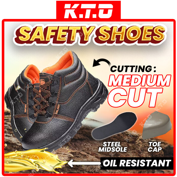 KTO Safety Shoes Steel Toe Cap Mid Sole Low Medium High Cut Black ...