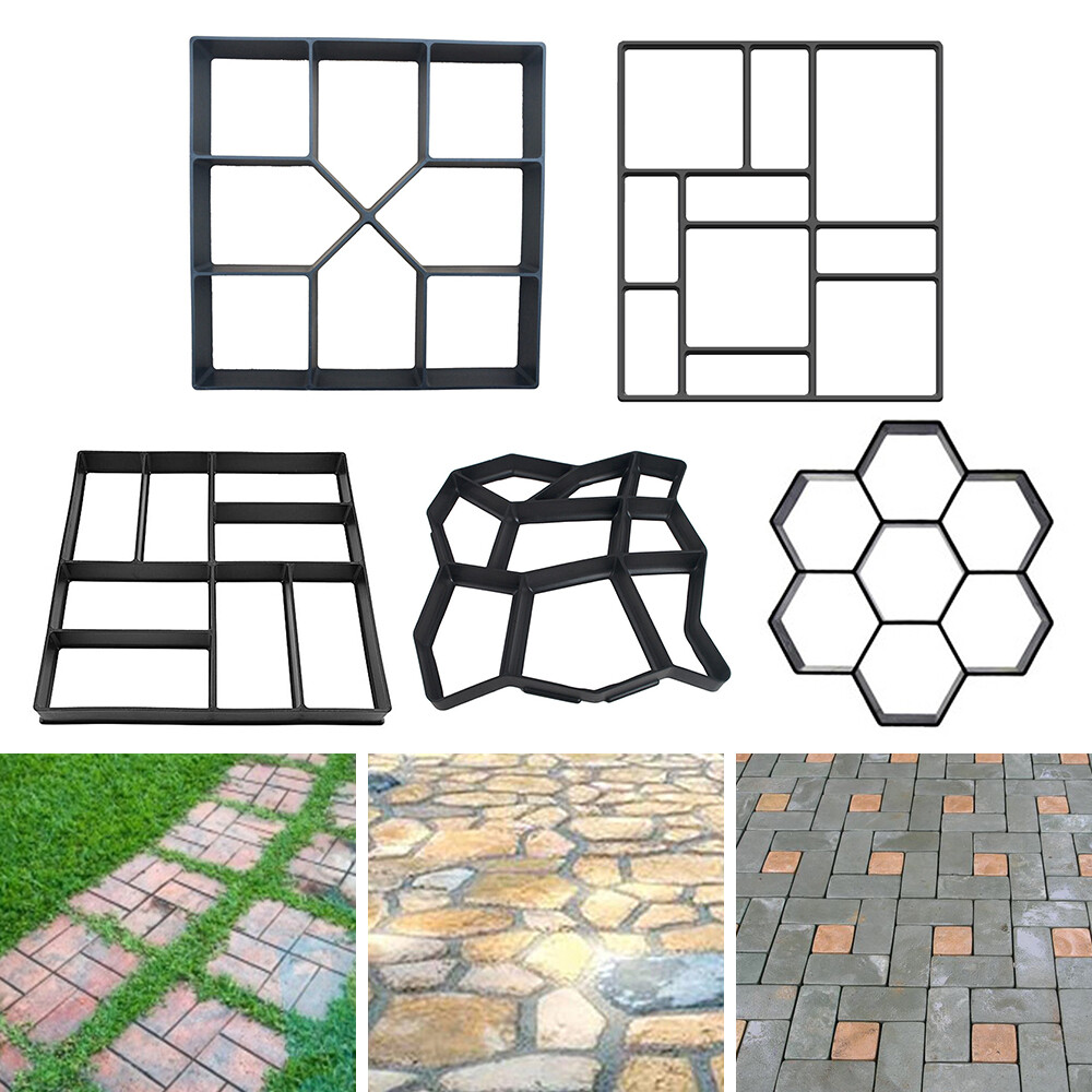 【Hexagon/Roma/Tile/Brick】Plastic Pathway Path Floor Maker Mold DIY ...
