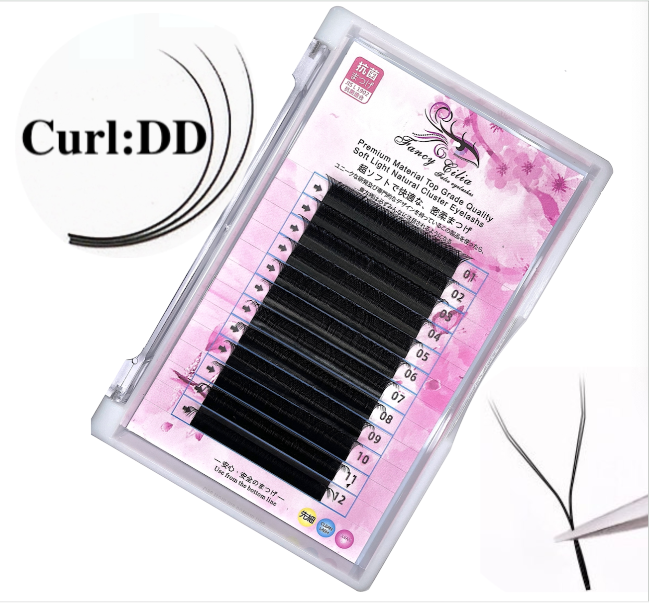 YY Shape Black Eyelashes Extensions Two Tip Lashes B C D DD Curl ขนตา ...