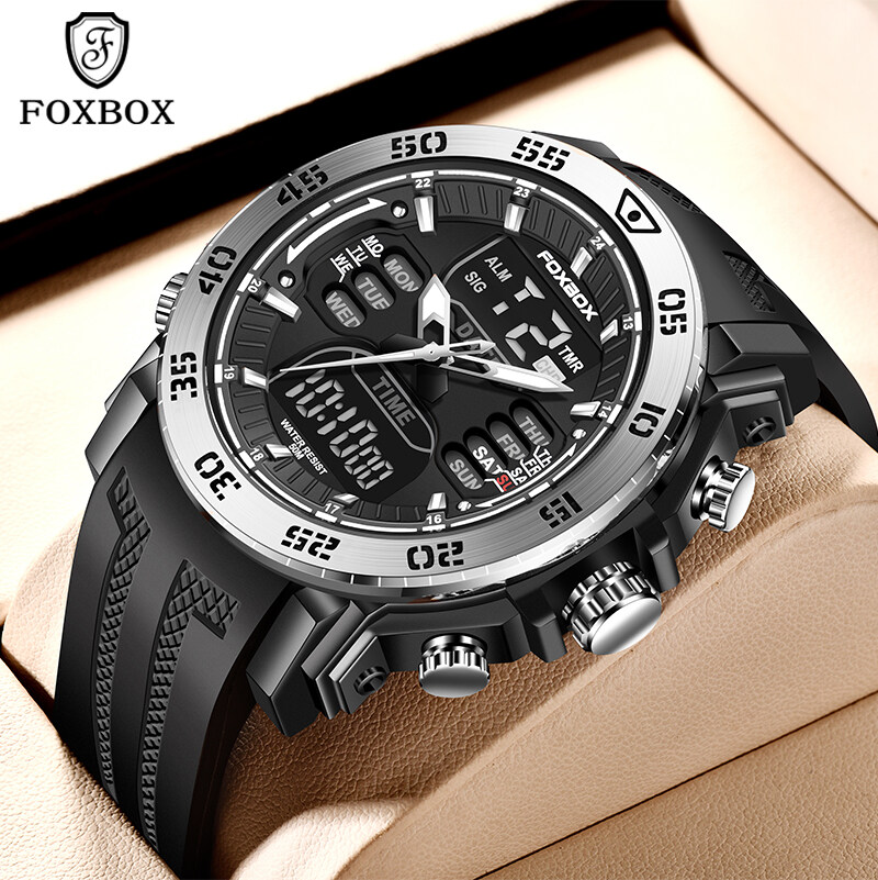 Foxbox Dual Display Men Watch Fashion Waterproof Multi Function Digital ...