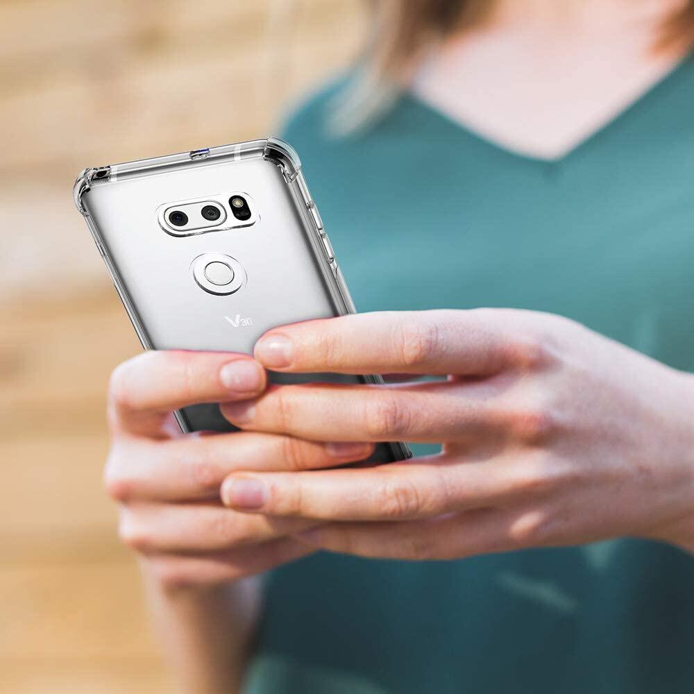 สำหรับ LG V30 + V30 Plus Clear เจลซิลิโคนเหลว Anti-Yellowing ฝาหลัง4ป้องกันมุมเคสเยลลี่ ...