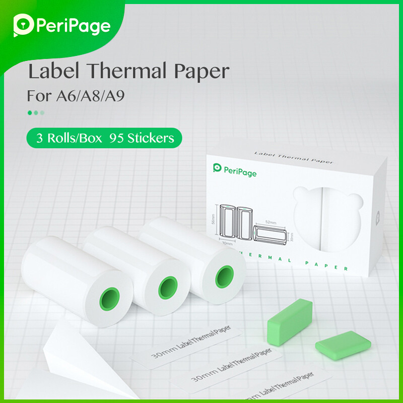 PeriPage 3 Rolls 52mm Width Label Thermal Paper Sticker Self-Adhesive ...