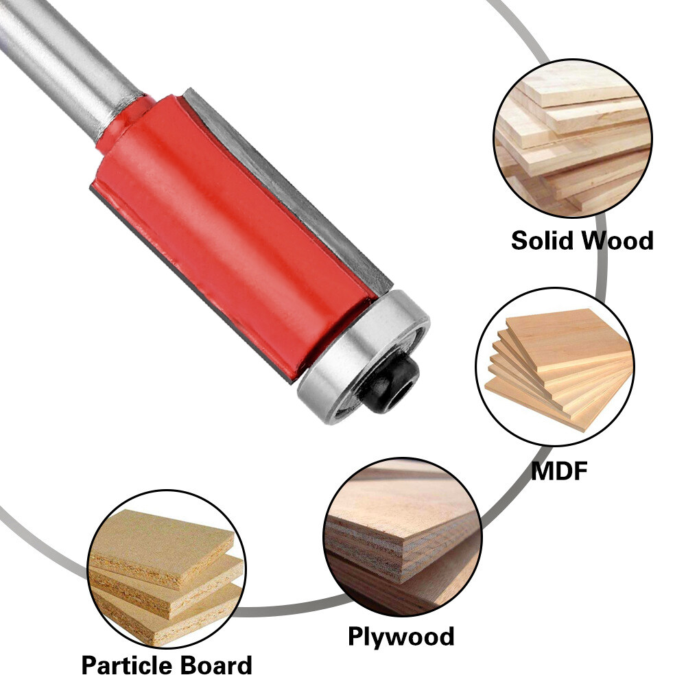 Vastar 4Pcs 1/4 Or 1/2 Shank Straight Flush Trim Router Bit Set ...