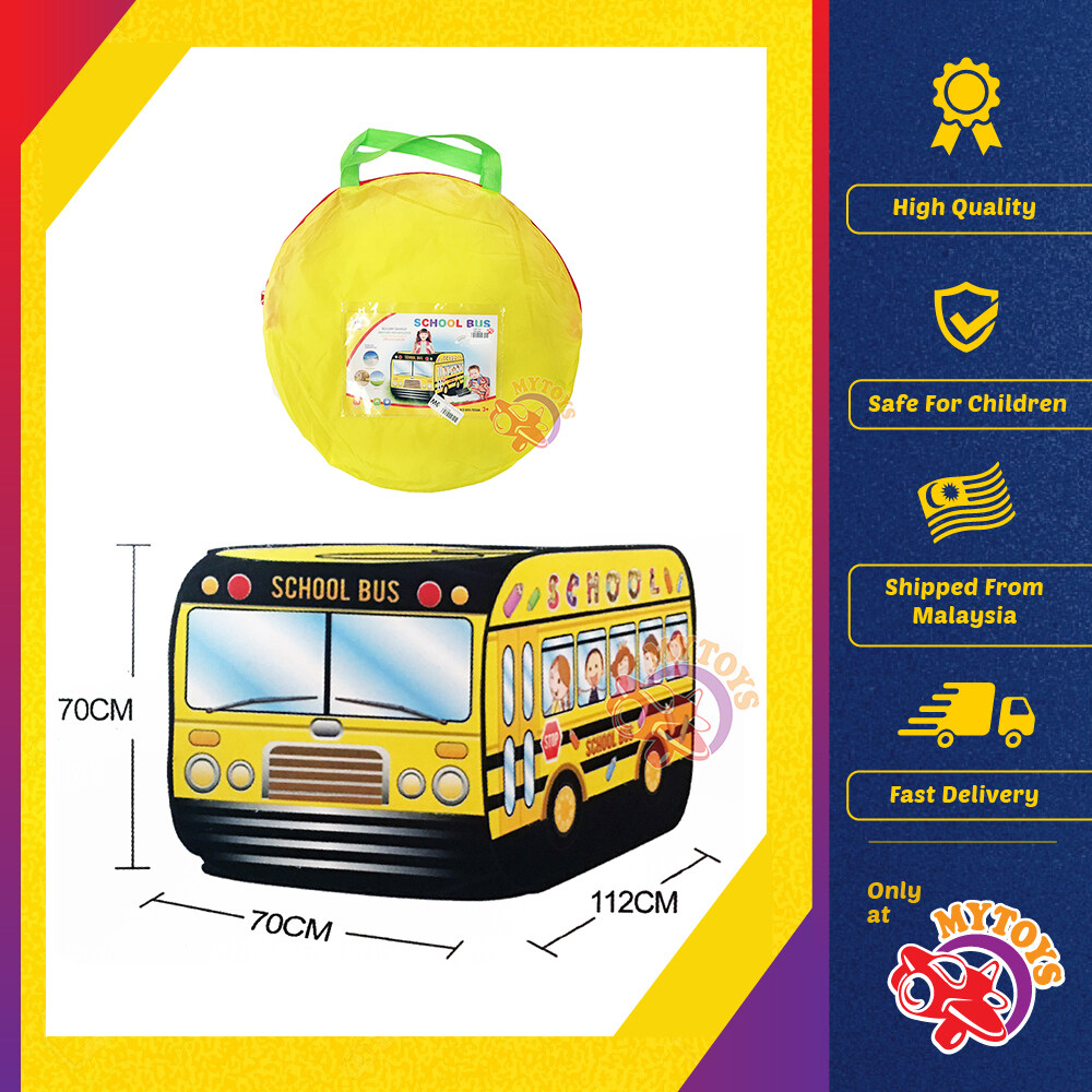 MYTOYS 70cm x 70cm x 112cm School Bus Pop Up House Kids Tent Toys for ...