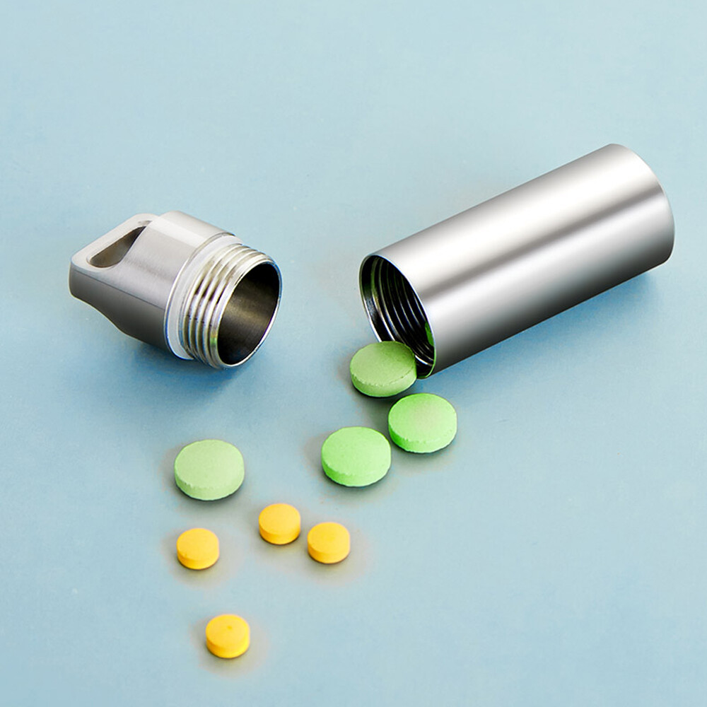 1/2PCS EDC Capsule Pill Bottle มินิสแตนเลสกันน้ำ Outdoor Survival ...