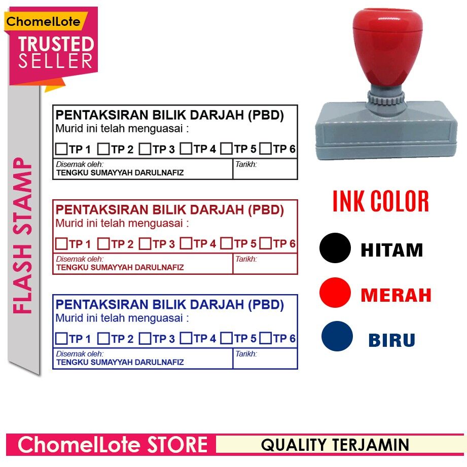 flash stamp pentaksiran bilik darjah cop ready ink Rubber Stamp cop ...