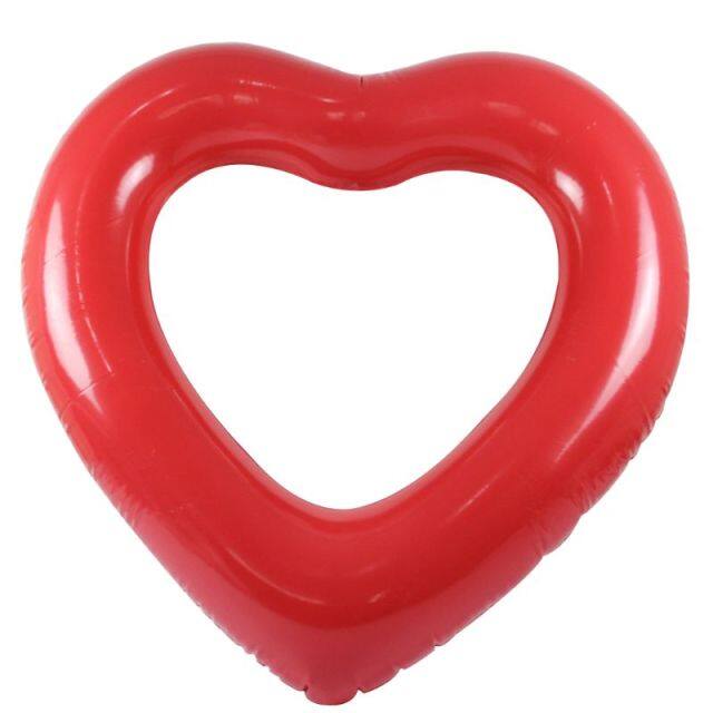 Inflatable Swim Ring Red Heart-Shape Floating Tools Swimming Pool Life ...