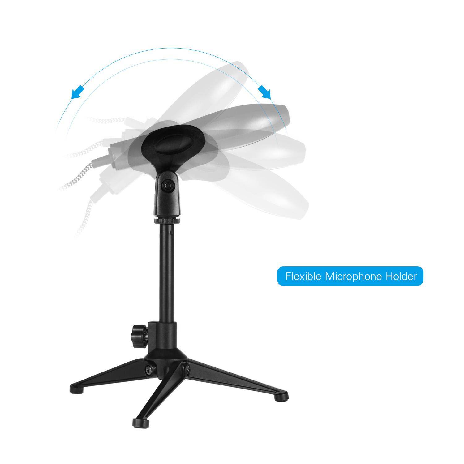 Mini Desktop Microphone Stand Bracket Tripod Portable Foldable with ...