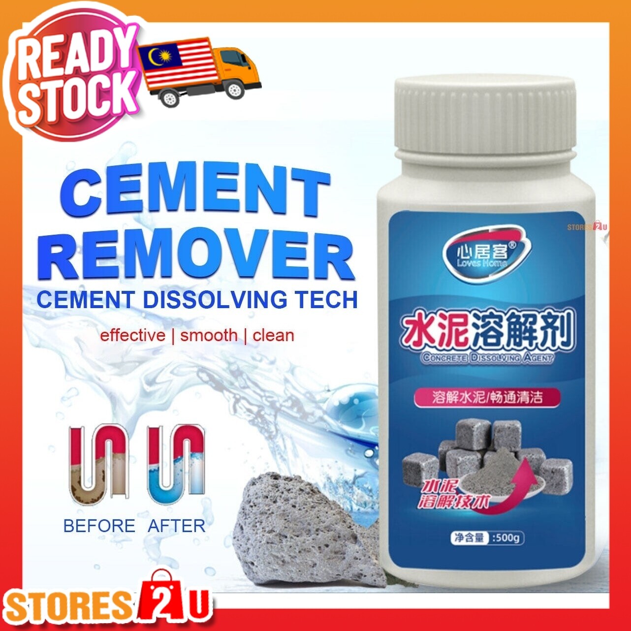 Cement Remover (500g)New Renovation House Pipeline Clogging Surface ...