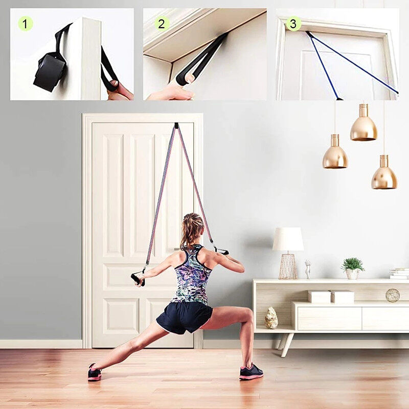 5 Levels Resistance Bands with Handles Yoga Pull Rope Elastic Fitness ...