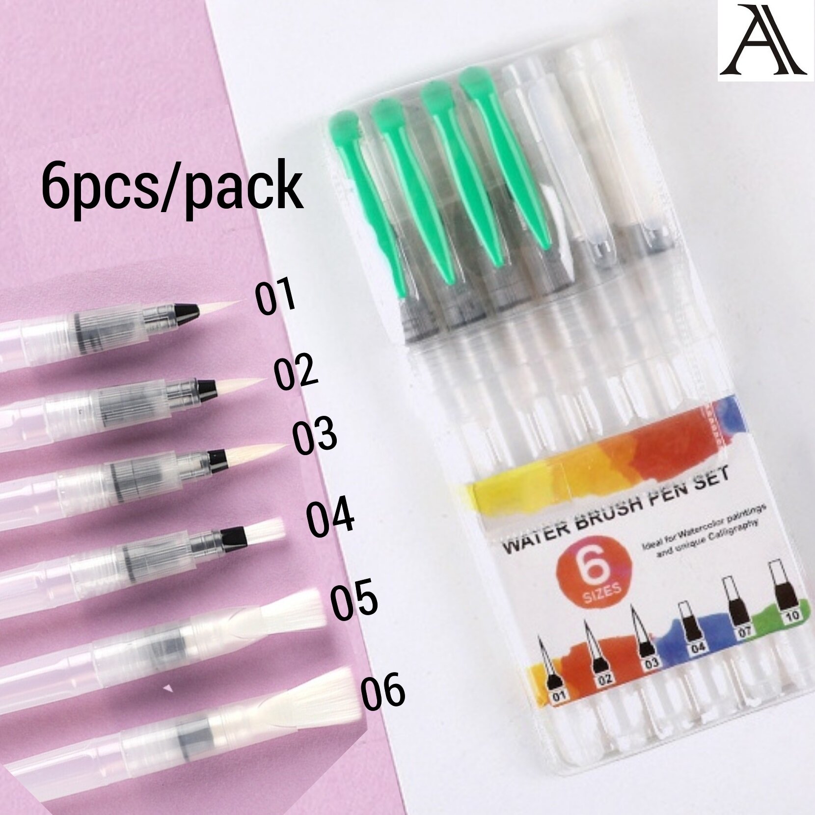 Watercolor Water Brush Pen 6PCS/Set Refillable Water Soft Pen Brush For ...