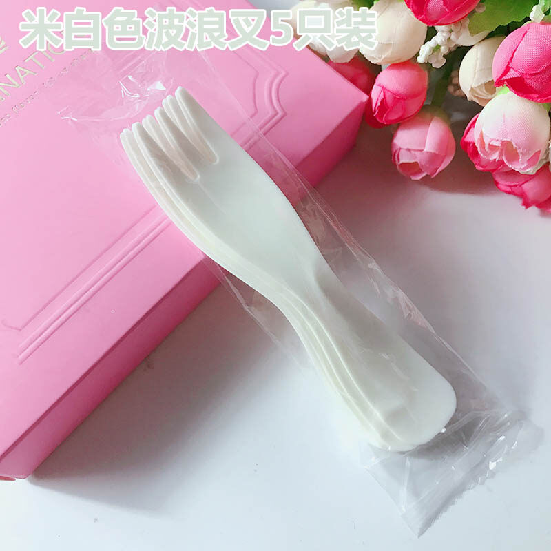5 independent disposable plastic forks creative thickened wave trident ...