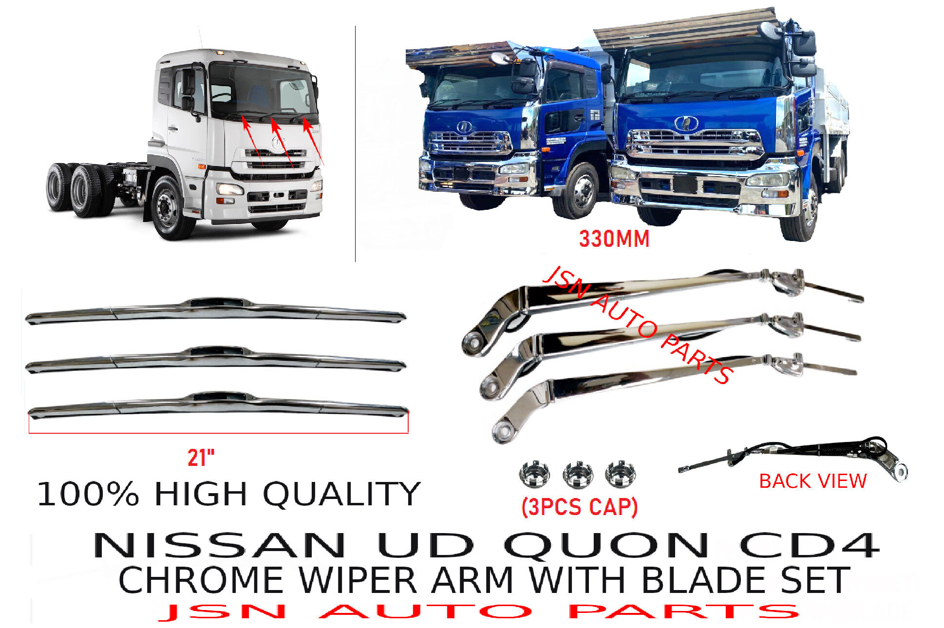 CHROME WIPER ARM WITH BLADE SET NISSAN UD QUON CD4 | Lazada