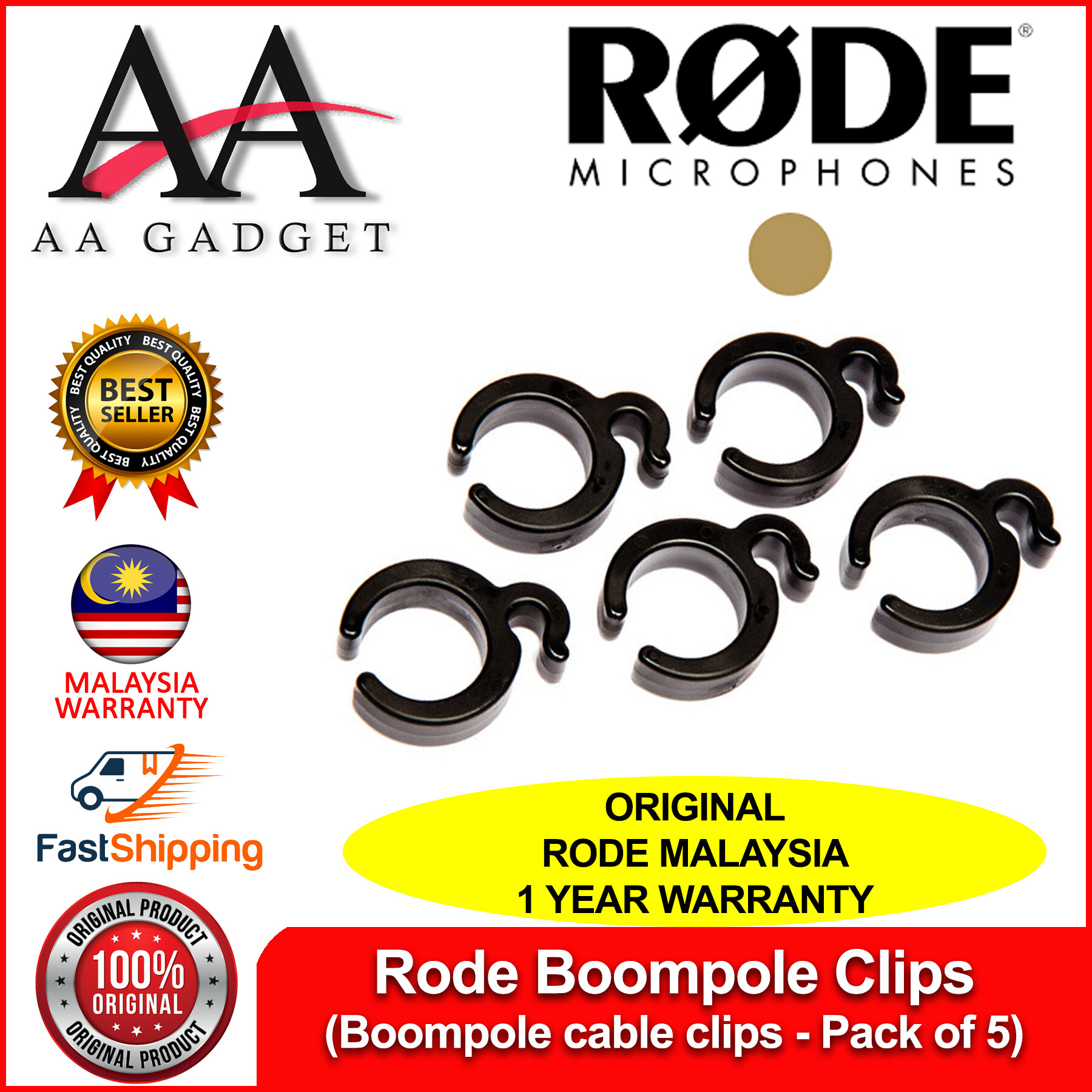 Rode Boompole Clips ( Boom Pole cable clips - Pack of 5 ) Ship from ...