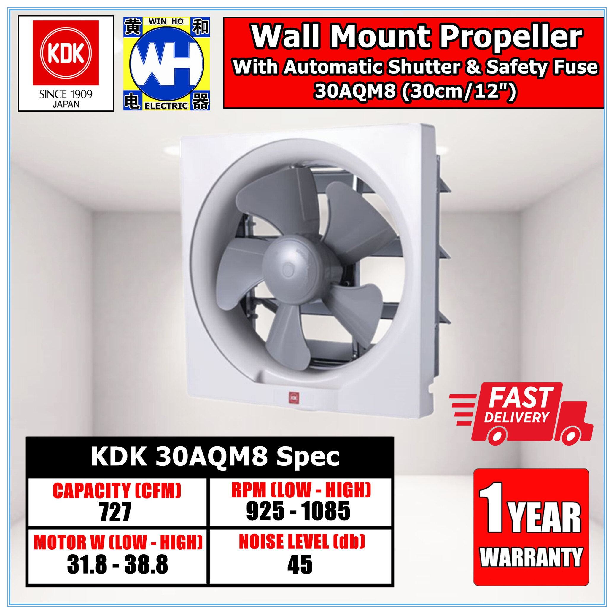(Ready Stock) KDK 30AQM8 (30cm/12″) Wall Mount Exhaust Fan/ Ventilating ...
