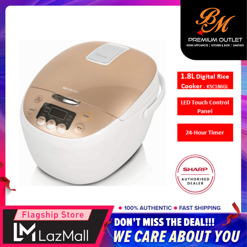 SHARP [ KSC186GL ] 1.8L LED TOUCH DIGITAL RICE COOKER WITH 1.8mm THICK ...