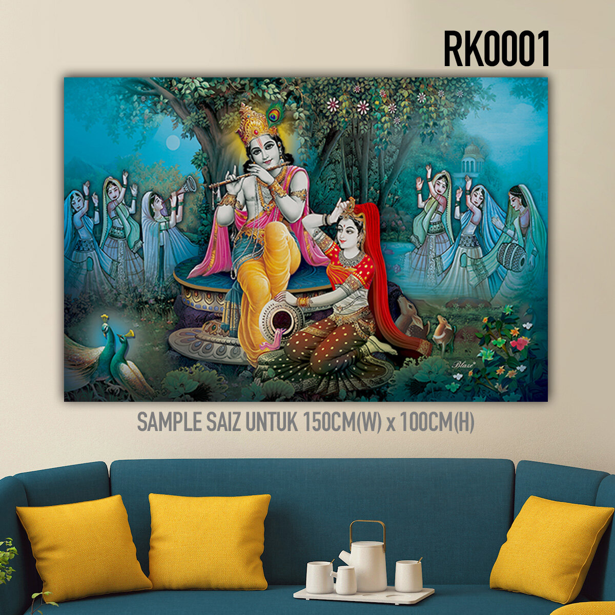 Ready Stock - Radna Krisna/ Radha krishna Wall Art Decor Calligraphy ...