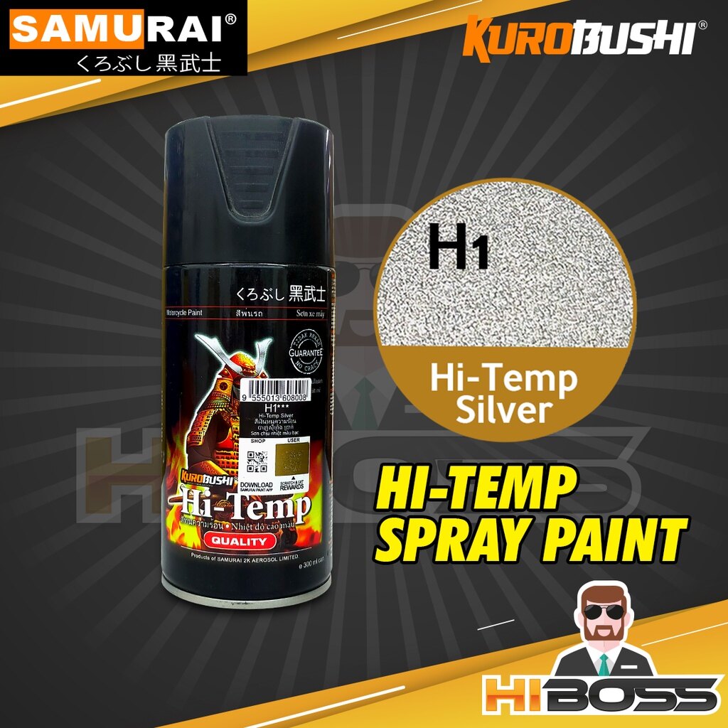 300ml 【Samurai Hi Temp】 H1/H2 Silver/Black Spray Paint Cat Motor Car ...